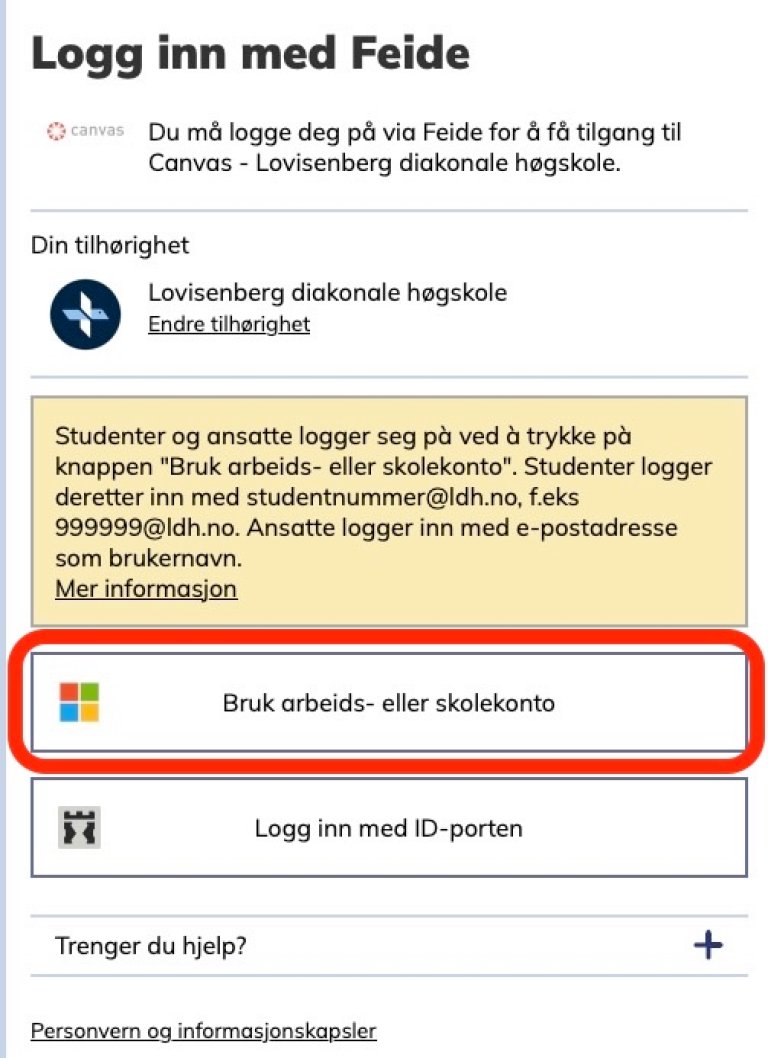 Hvordan logge på med Feide - ldh.no